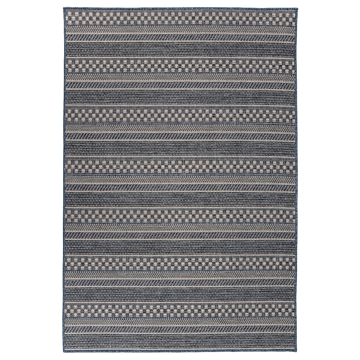 Rugshop Bohemian Stripes for Patio Rugs,Deck Rugs,Balcony Rugs Indoor/Outdoor Area Rug 7'10" x 10' Blue