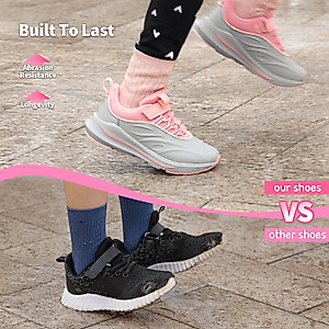 DREAM PAIRS Boys Girls Shoes Kids DuraPlay Tennis Running Athletic Protective Walking Sneakers for Little/Big Kid,Size 2 Little Kid,Light Grey/Pink,SDRS2335K