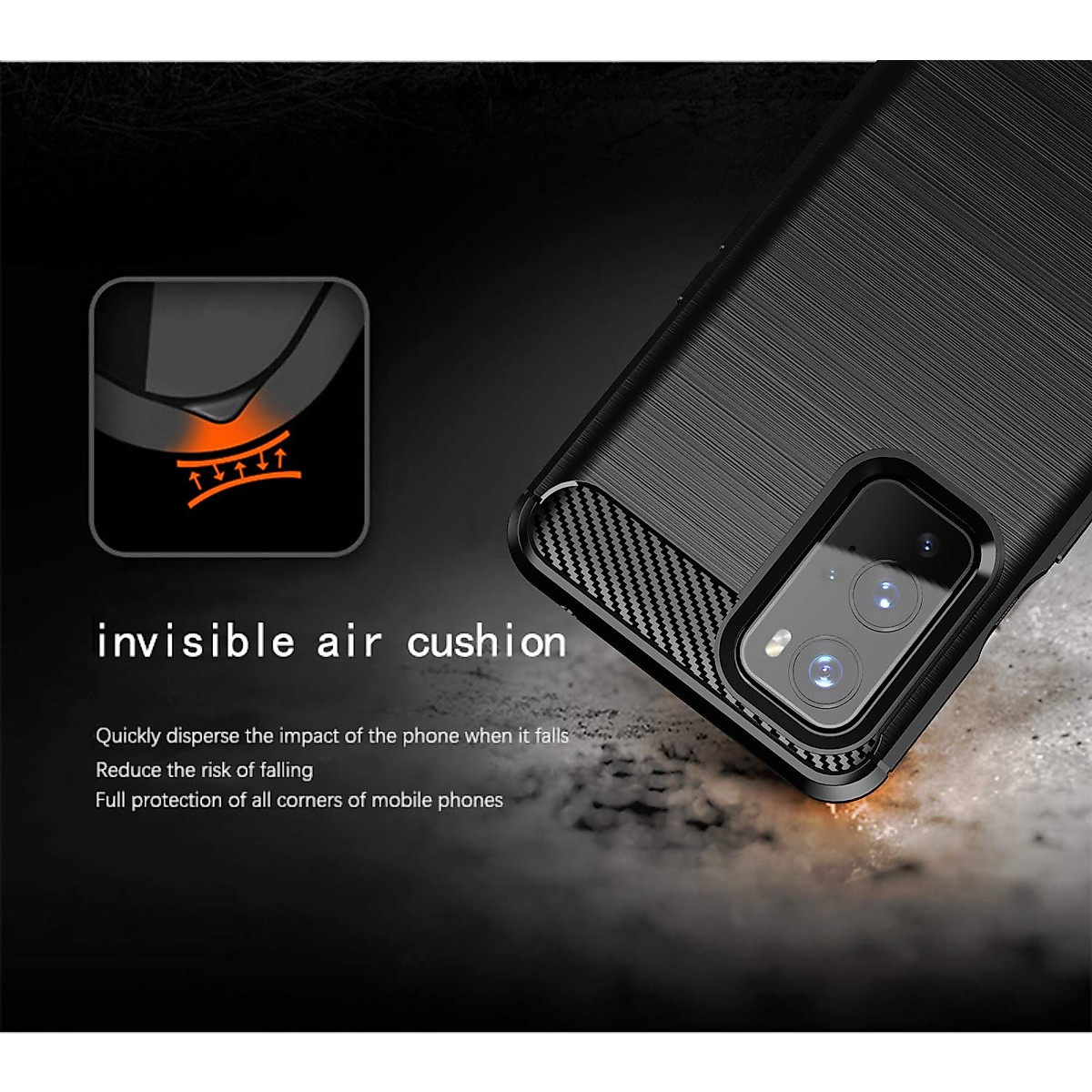 Oneplus 9 case,1+ 9 case with HD Screen Protector,M MAIKEZI Soft TPU Slim Fashion Non-Slip Protective Phone Case Cover for Oneplus 9/1+ 9 (Black Brushed TPU)