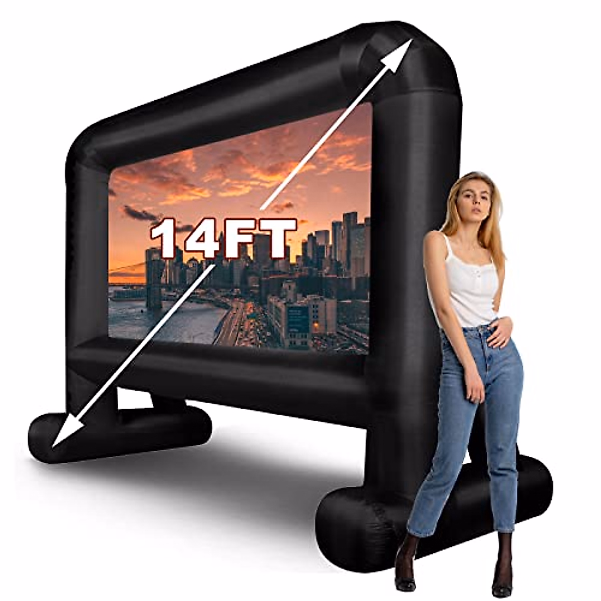 Inflatable Movie Screen (14 Feet) Blow up Mega Projector Screen with Carry Bag for Front Projection