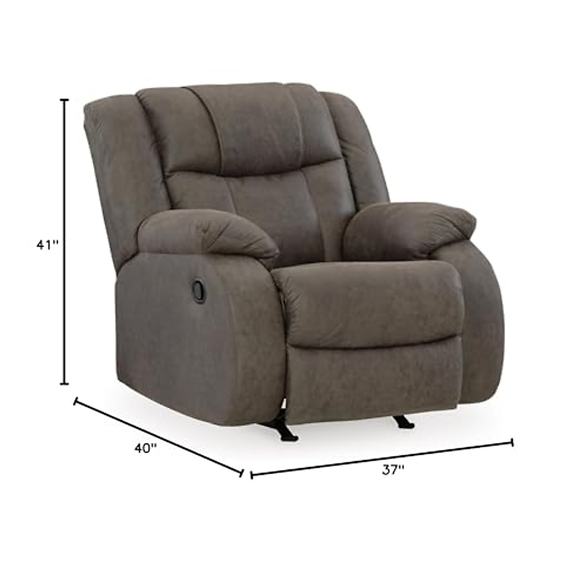 Signature Design by Ashley First Base Modern Faux Leather Rocker Recliner, Gray