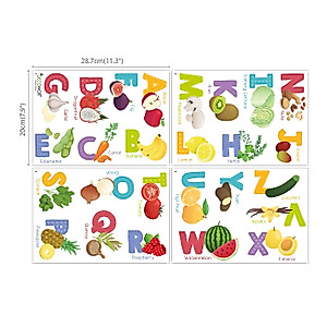 DECOWALL DS-8031 Fruit and Vegetable Alphabet Kids Wall Stickers Wall Decals Peel and Stick Removable Wall Stickers for Kids Nursery Bedroom Living Room (Small) décor