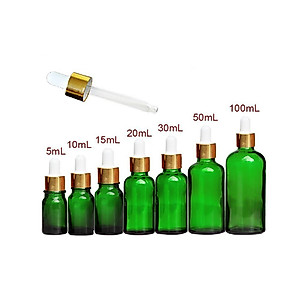 3PCS 100ML (3.34oz) 3 Ounce Green Glass Bottles Empty Refill Dropper Bottles Jars With Glass Eye Droppers For Cosmetics Essential Oils Chemistry Lab Chemicals Colognes perfumes
