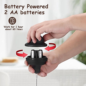 SHANGSKY Milk Frother Handheld with Stand, Milk Frother Battery Operated Coffee Frother for Cappuccino Latte Hot Chocolate, Portable Drink Mixer Electric Whisk Mini Frother with Cup 17 oz