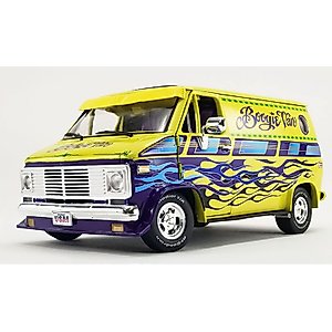1976 Chevy G-Series Van Yellow with Flames and Graphics Boogie Van Limited Edition to 696 Pieces Worldwide 1/18 Diecast Model Car by Acme A1802101