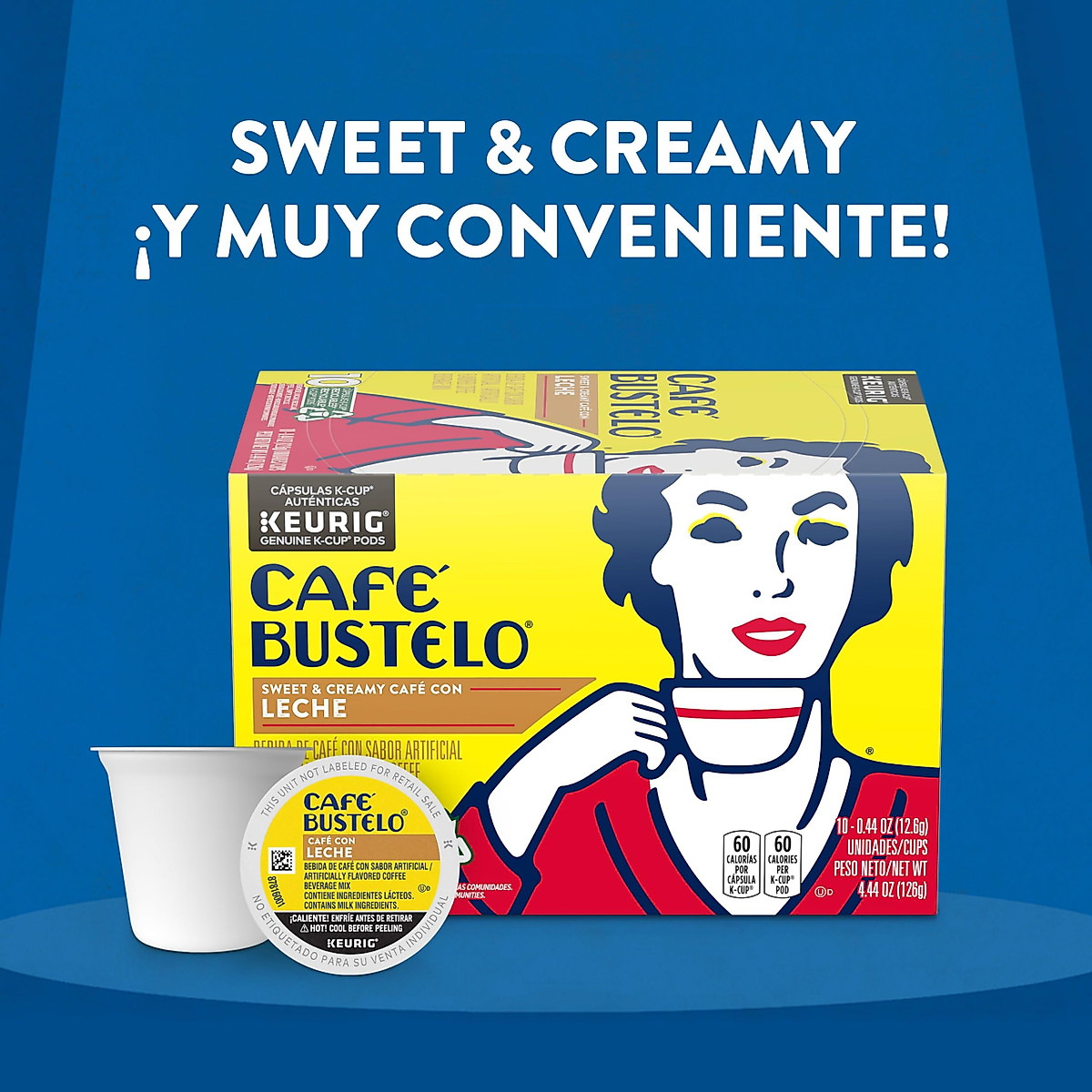 Café Bustelo Café con Leche Flavored Espresso Style Coffee, 10 Keurig K-Cup Pods