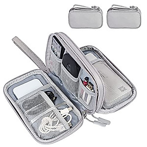 FYY Electronic Organizer, [2 PCs] Travel Cable Organizer Bag Electronic Accessories Carry Case Portable Waterproof Double Layers Storage Bag for Cable, Charger, Phone, Earphone, Small Size-Grey+Grey