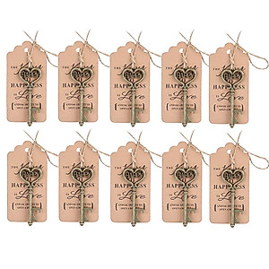 Bottle Opener, 10pcs Vintage Key Bottle Opener Beer Cap Opener with Tag Card for Guest Gift Birthdays Wedding Party Favors