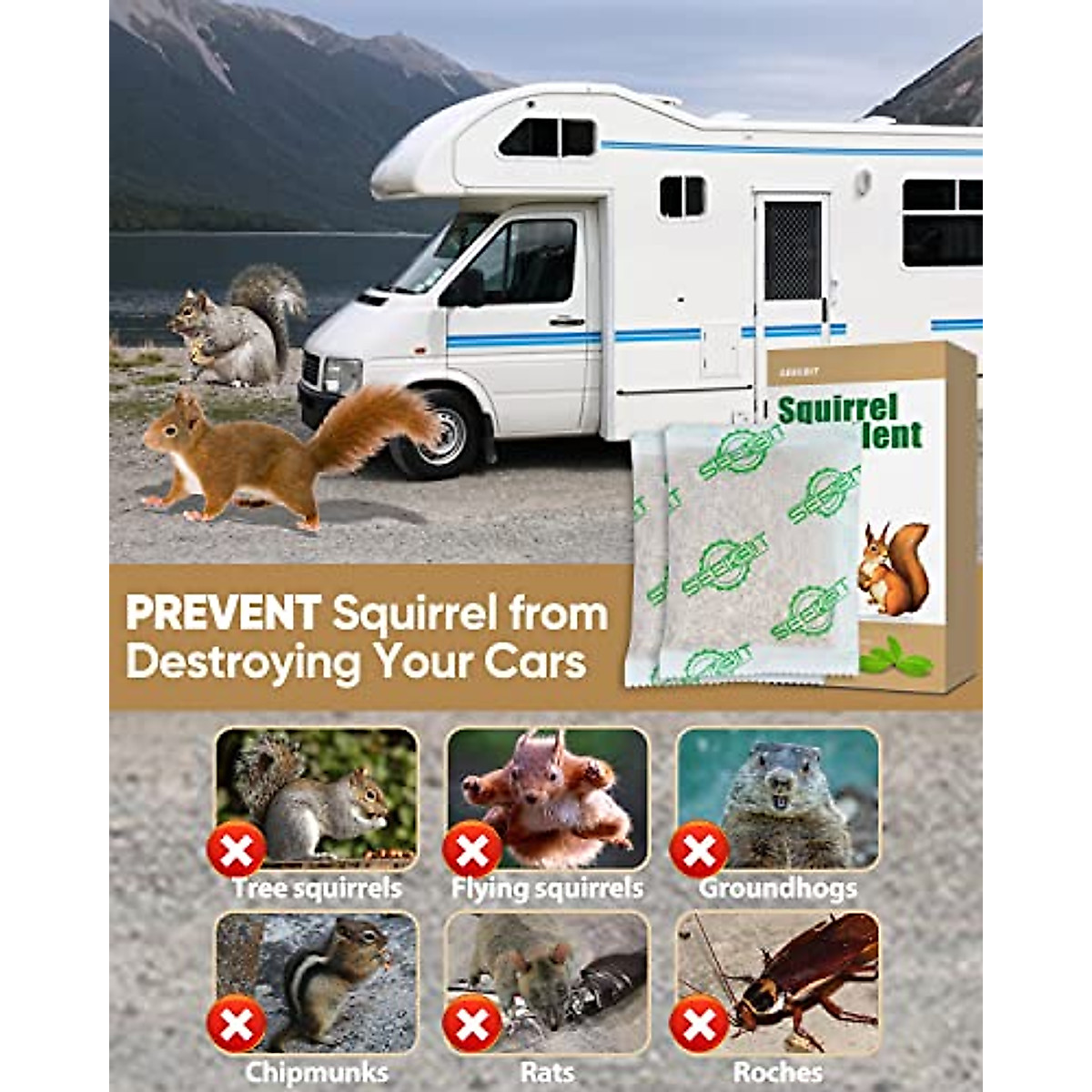 SEEKBIT Squirrel Repellent, Squirrel Deterrent Peppermint Oil to Repels Squirre Mouse Rodent, Natural Squirrel Deterrent Yard Garage, 10 Pack