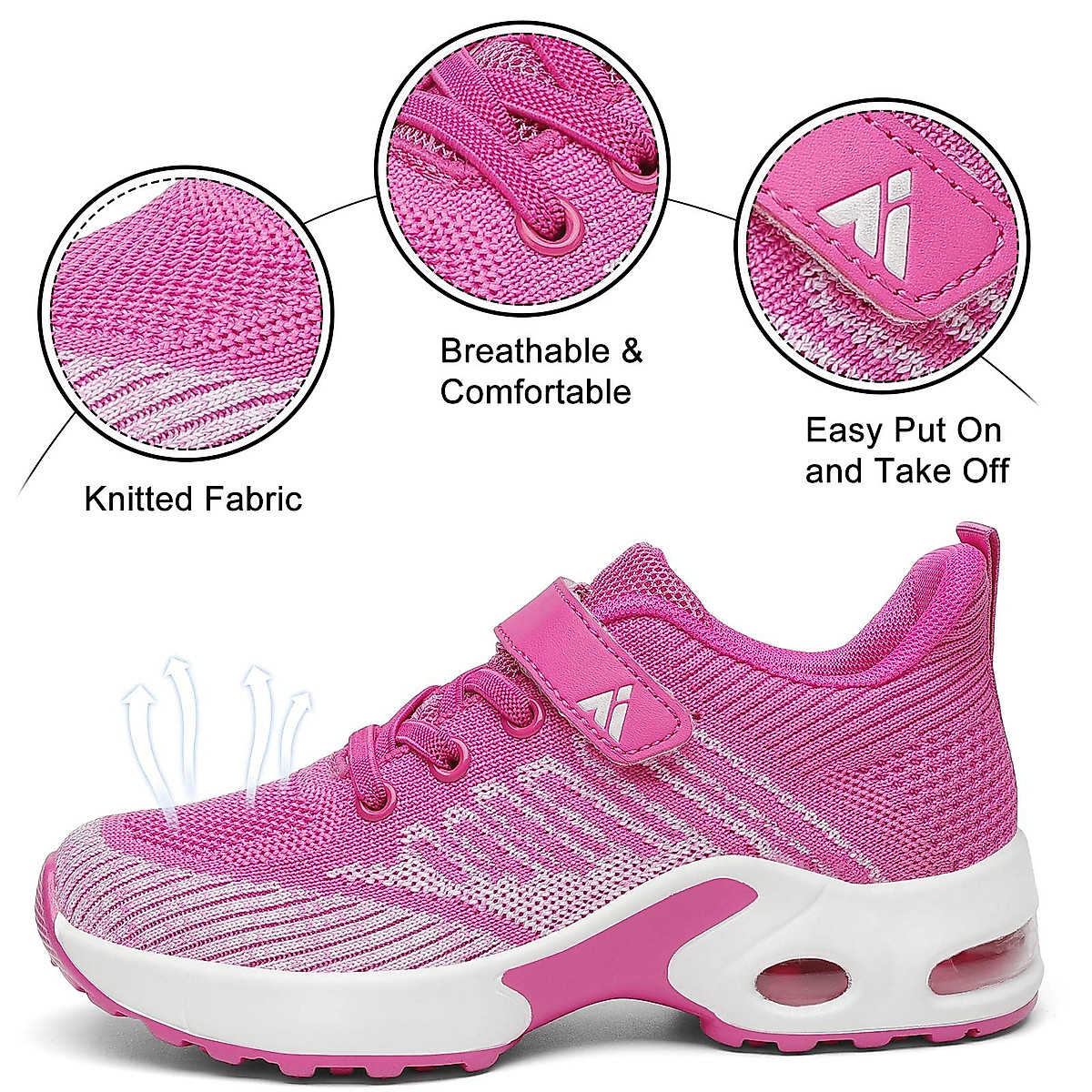 Mishansha Girls Boys Sport Tennis Shoes Toddler Kids Athletic Runnings Shoes Anti-Slip Outdoor Sneakers for Walking Playing Gym Rosy Size 2 Little Kid