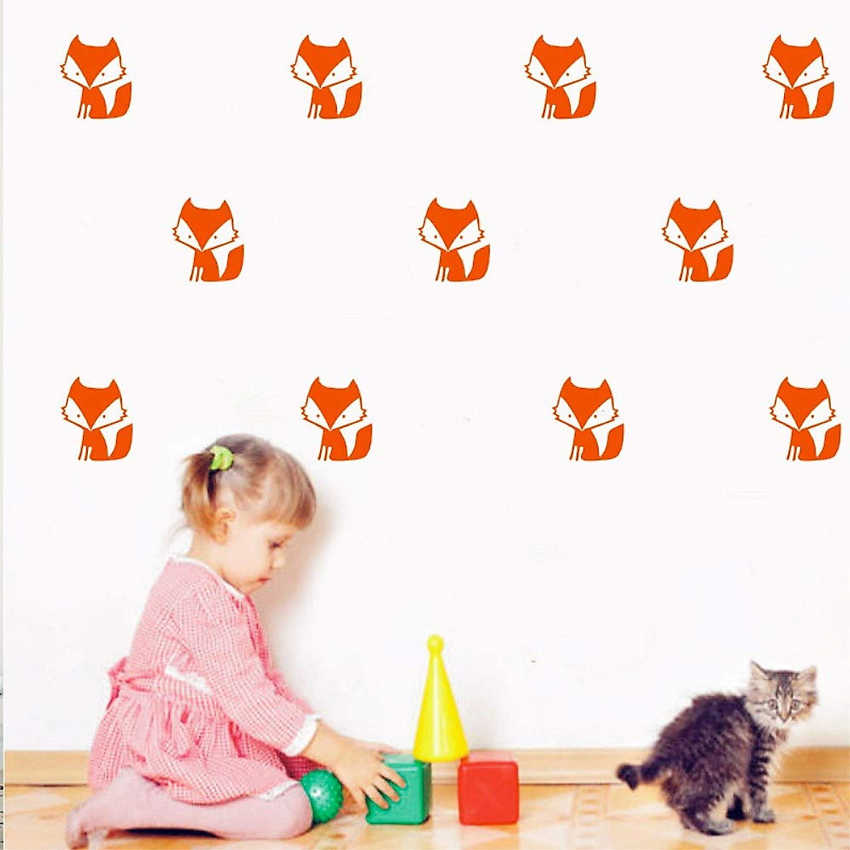 36 Set Orange Forest Fox Pattern Wall Sticker-Kids Nursery Bedroom Home Decoration Vinyl Sticker-DIY Chiildren Room Living Interior Decor Sticker