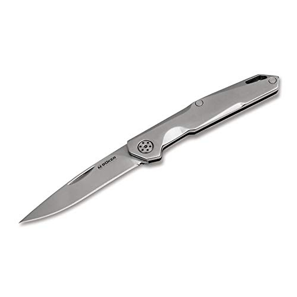 Boker Magnum Shiny EDC Pocket Knife - Small Multipurpose Folding Knife with 2.36 Inch, 8Cr13MoV Steel Blade and Stainless Steel Handle, Lightweight Everyday Carry (01SC086)