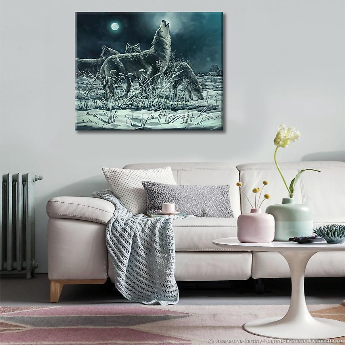 TUMOVO DIY Wolves Paint by Numbers, Flock of Wolves at Night Howls to The Moon Paint by Numbers for Adults, Animal Art Paint by Numbers Kits on Canvas, Frameless Paint by Numbers for Beginner 16"x20"