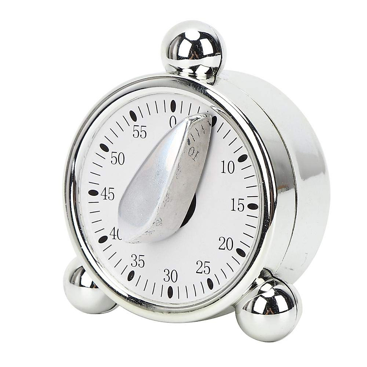 Baking Timer Mechanical Cooking Reminder 60 Minute Kitchen Timer, Silver