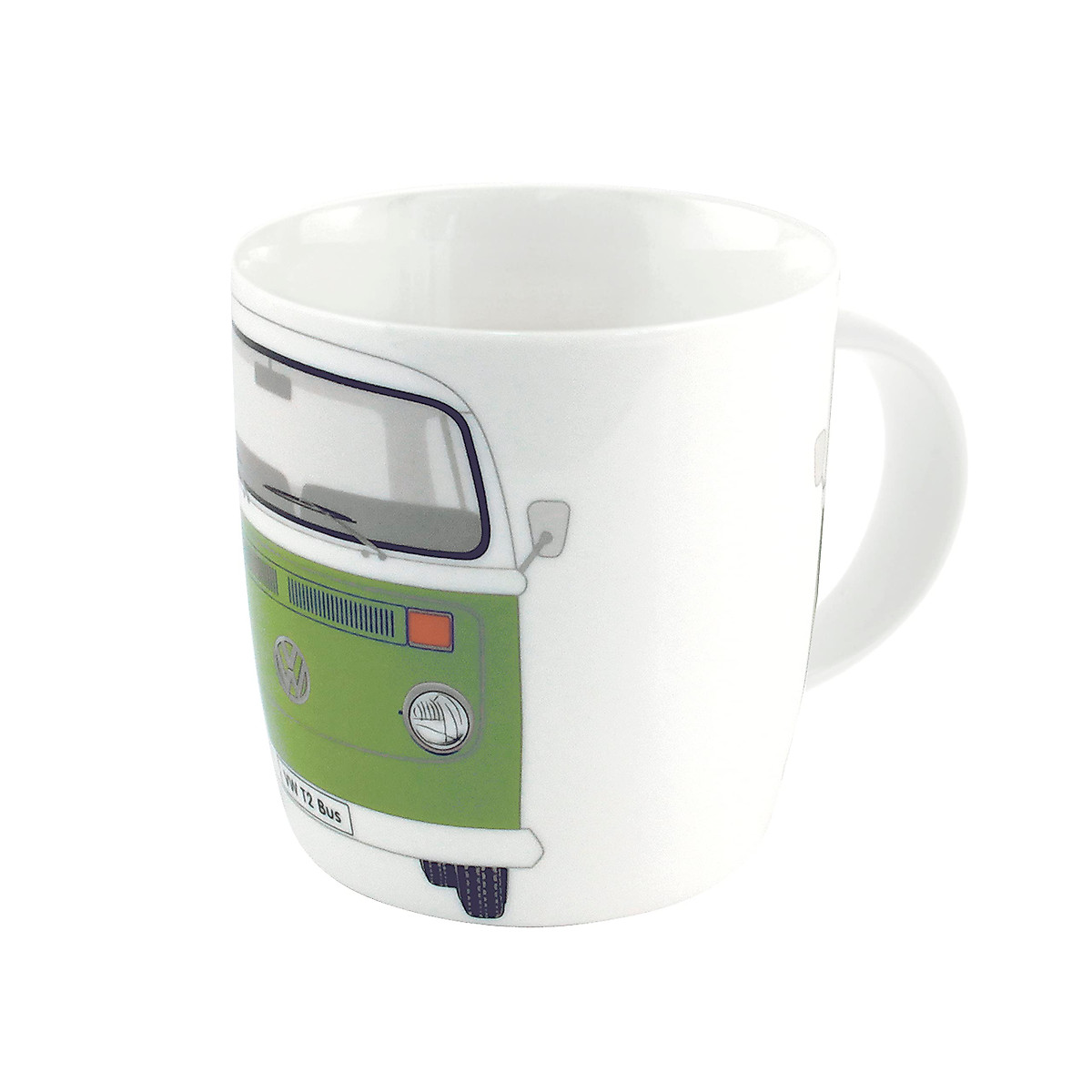 BRISA VW Collection - Volkswagen Large Ceramic Coffee-Tea-Cappuccino Mug Cup in T2 Bus Campervan Design (370 ml/12.5 fl oz/Bus Front/Green)