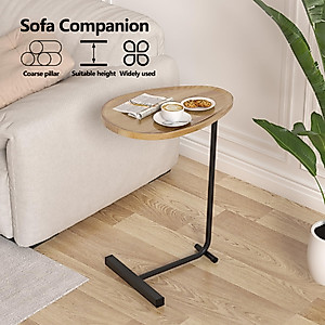 Niccae C-Shaped End Table, Living Room Sofa C-Shaped Coffee Table, Made of Iron and MDF, Very Suitable for Sofa Side Tables, Living Room, Living Room, and Office (Brown)