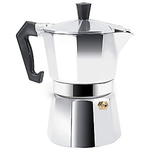 Zyyini Moka Pot, Aluminum Metal Octagonal Espresso Coffee Maker, Sturdy and Durable Stovetop Coffee Pot for Kitchen, Hotel and Office Use (300ML 6cups)