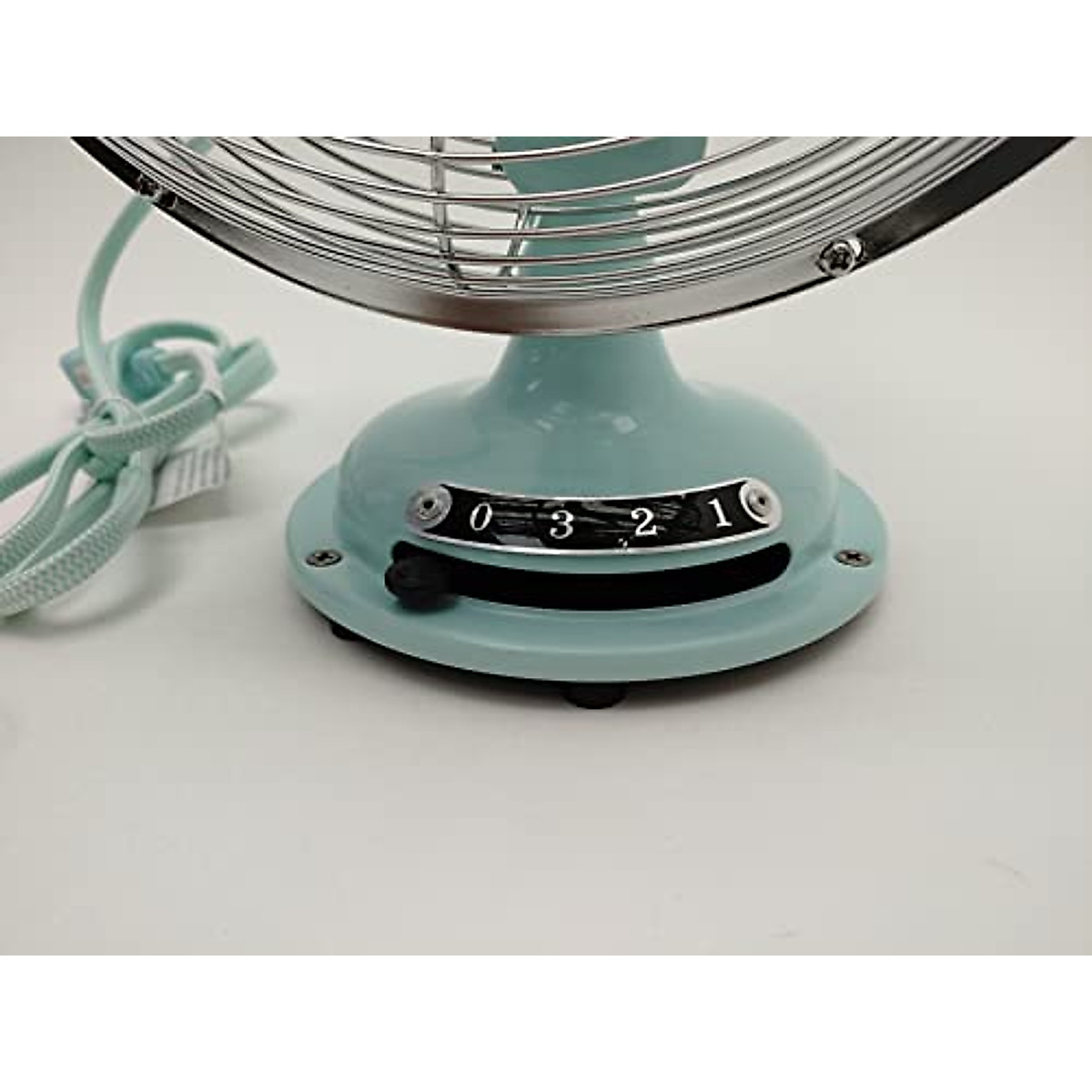 8" All Metal Durable Tabletop Fan Retro Antique Style 3 Speed Oscillating Desk, Mint