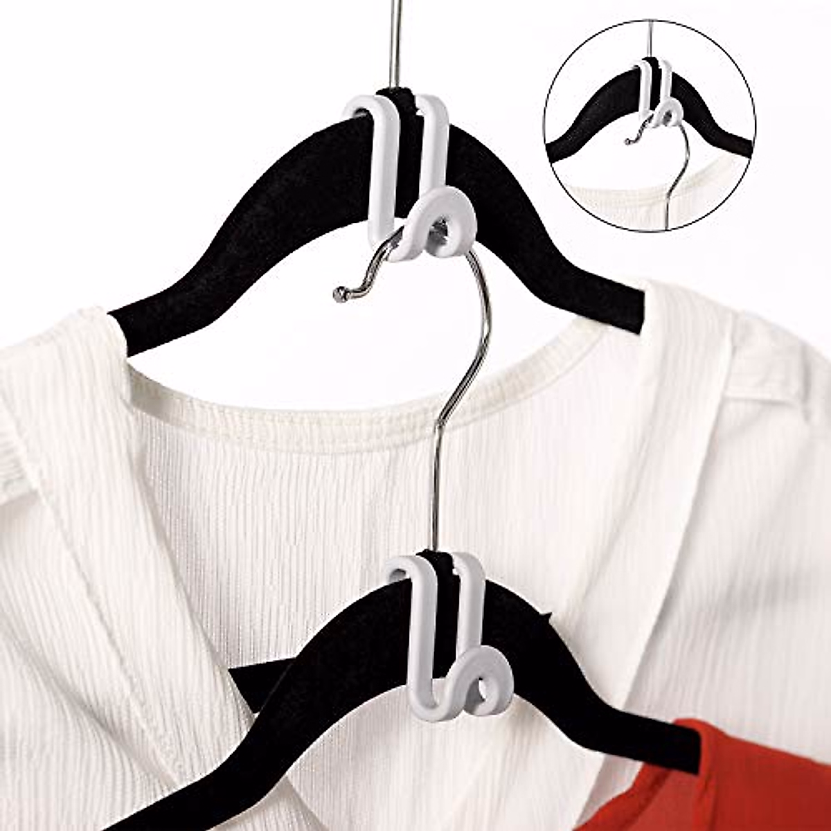 Frezon Clothes Hanger Connector Hooks, Outfit Hangers, Hanger Extender Clips, Hangers Accessory, Not Suitable for Wooden Hangers, Heavy Duty Space Saving for Closet 60 Pcs (Grey)