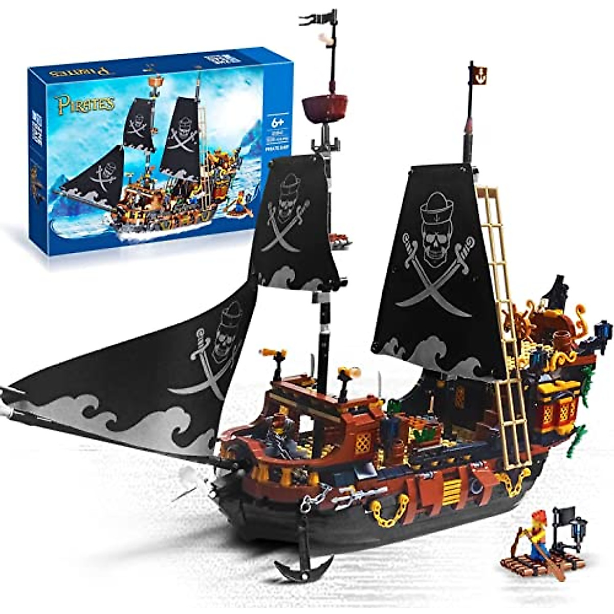 Pirates Ship Building Mini Blocks Set, Pirate Brick Toy Set, Not Compatible with Lego Sets for Boys 8-14, Gift for Kids & Adult Collections Enthusiasts (1328 Pieces)