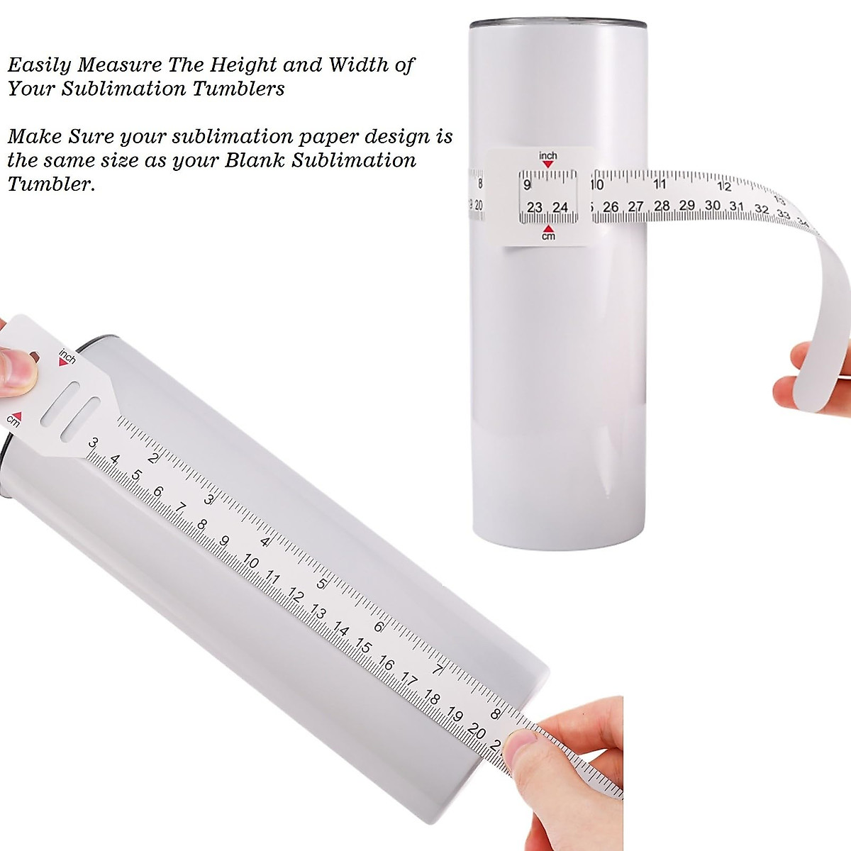 2 Pack Sublimation Blanks Tumblers Measurer,Measur Circumference and Height of Your Skinny and Straight Cups for Heat Press Sublimation Blanks Tumblers.