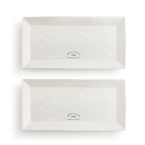 Demdaco Treat Yourself Classic White 12.5 x 11 Ceramic Two Tiered Serving Trays