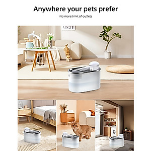 HABWES Cat Water Fountain with Stainless Steel Tray, Battery Operated Pet Drinking Fountain with 3 Filters, Motion Sensor Automatic Water Dispenser for Dogs Small Animals