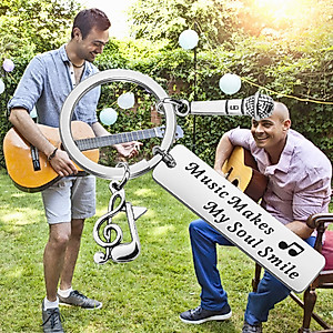 UJIMS Music Lovers Gift Singer Microphone Keychain Music Makes My Soul Smile Gift for Music Teachers Musicians (Singer Microphone Keychain)