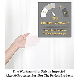 White Chiffon Backdrop Curtain-2 Panels 29"x120" Chiffon Wedding Backdrop Drapes Beach Curtains for Living Room Voile Window Curtain Photography Backdrop for Wedding Ceremony (29''x120''x2pcs, White)