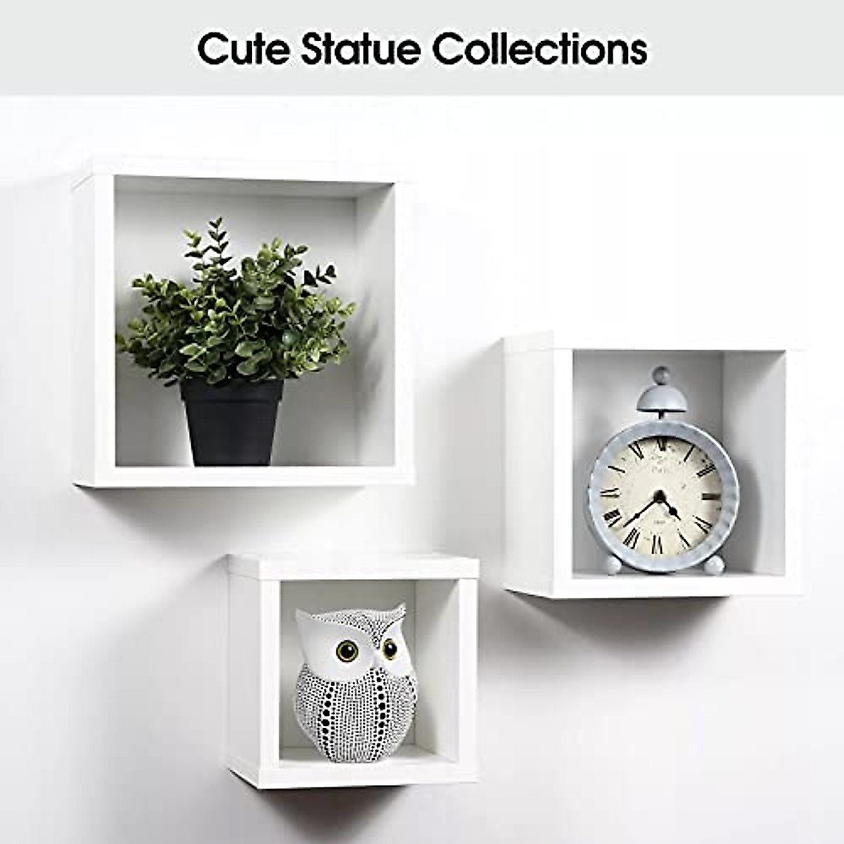 Owl Statue for Home Decor Accents Office Decoration, APPS2Car Handmade Polka Dots Buhos Modern Bird Figurine for Indoor Book Shelf Desktop Cabinet Fireplace Mantel Living Room Bedroom Ornament (White)