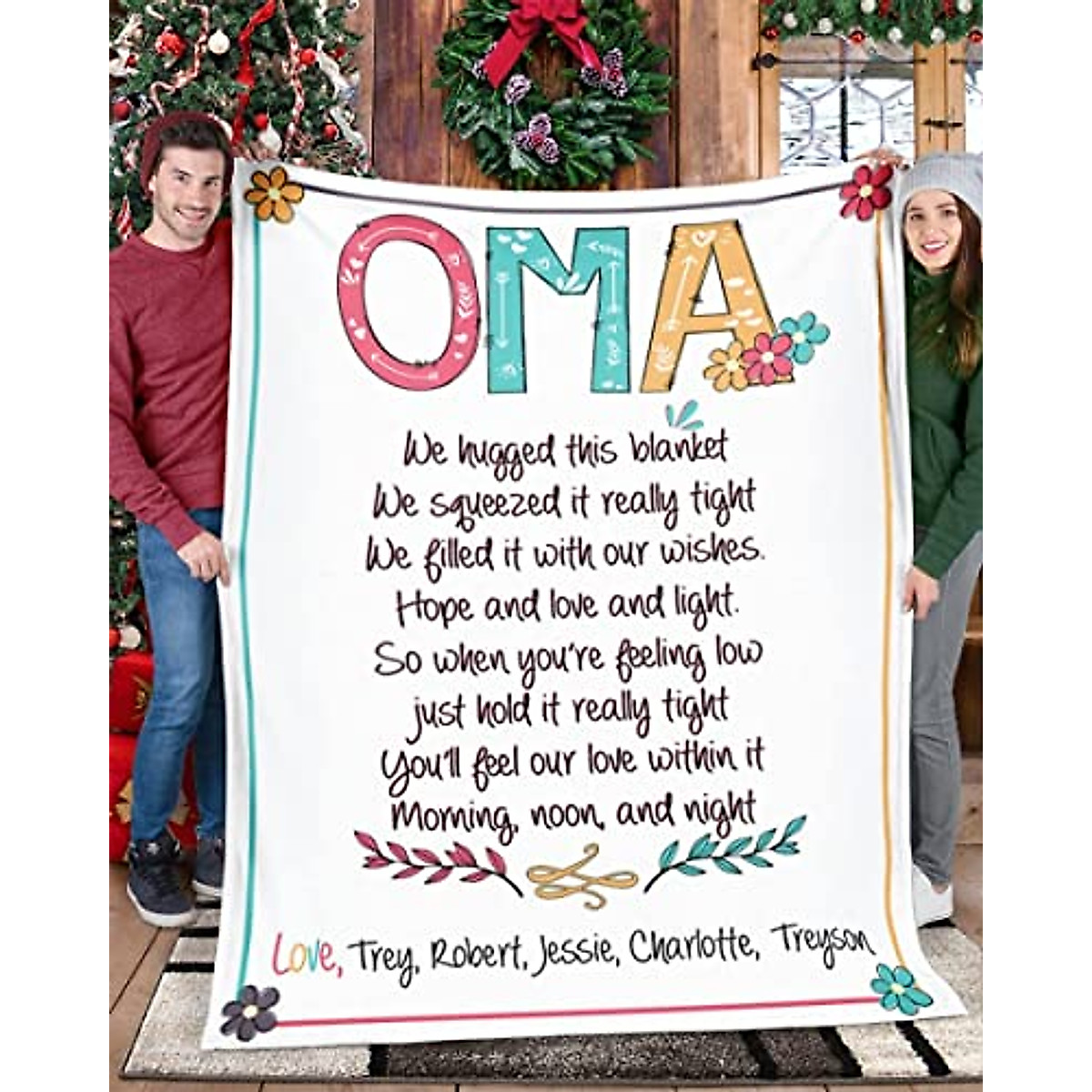 Oma Gifts Blanket - Customized Gifts for Oma, Throw Blanket Oma Birthday Gifts, Fleece Blanket, Oma Blanket Throw, Oma Gifts from Grandkids, Oma Gifts Grandma, Oma and Papa Gifts