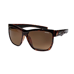 BOMBER Polarized Sunglasses for Women, Shiny Tortoise frame with Polarized Brown Lens, Non-Slip Black foam inner lining. UV Protection, Women’s Sunglasses - JA112