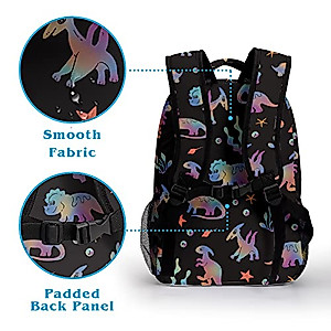 Dacawin Colorful Dinosaurs Backpack for Boys Girls Ocean Animals Kids Bookbag Underwater Letter Coral Starfish Toddler Back Pack for Kindergarten Preschool Elementary