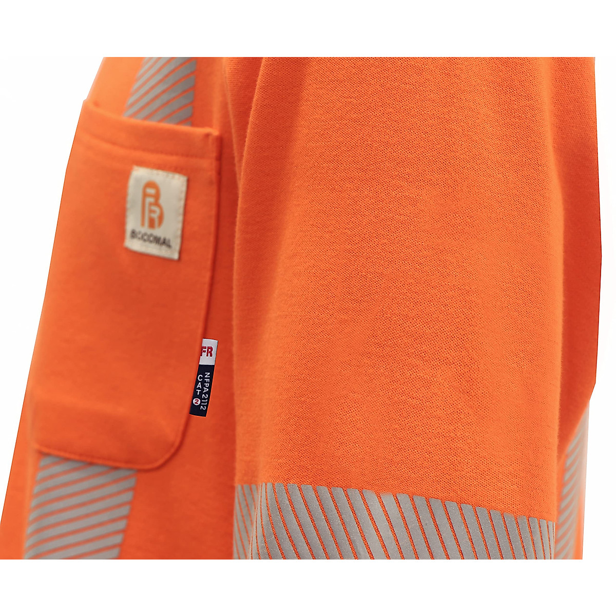 BOCOMAL FR Tee Shirts High Visibility/Hi Vis Flame Resistant/Fire Retardant Shirt 7oz Orange Men's Safety Shirts