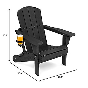 SERWALL Folding Reclining Adirondack Chair Carbon Black