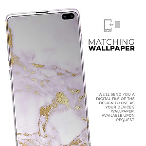DesignSkinz Purple Marble & Digital Gold Foil V8 Protective Vinyl Decal Wrap Skin Cover Compatible with The Samsung Galaxy S20 (Screen Trim & Back Glass Skin)