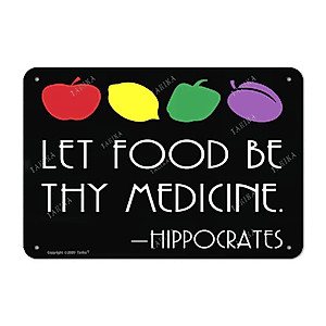 Let Food Be Thy Medicine Metal Retro Look 20X30 cm Decoration Art Sign for Home Kitchen Bathroom Farm Garden Garage Funny Wall Decor