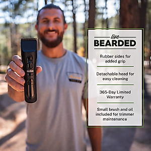 Live Bearded: MT-1 Beard Trimmer - Rechargeable Beard Trimmer for Men - Ceramic Blade - 28 Combination Cutting Lengths - Whisper Quiet, 240-Minute Run-Time