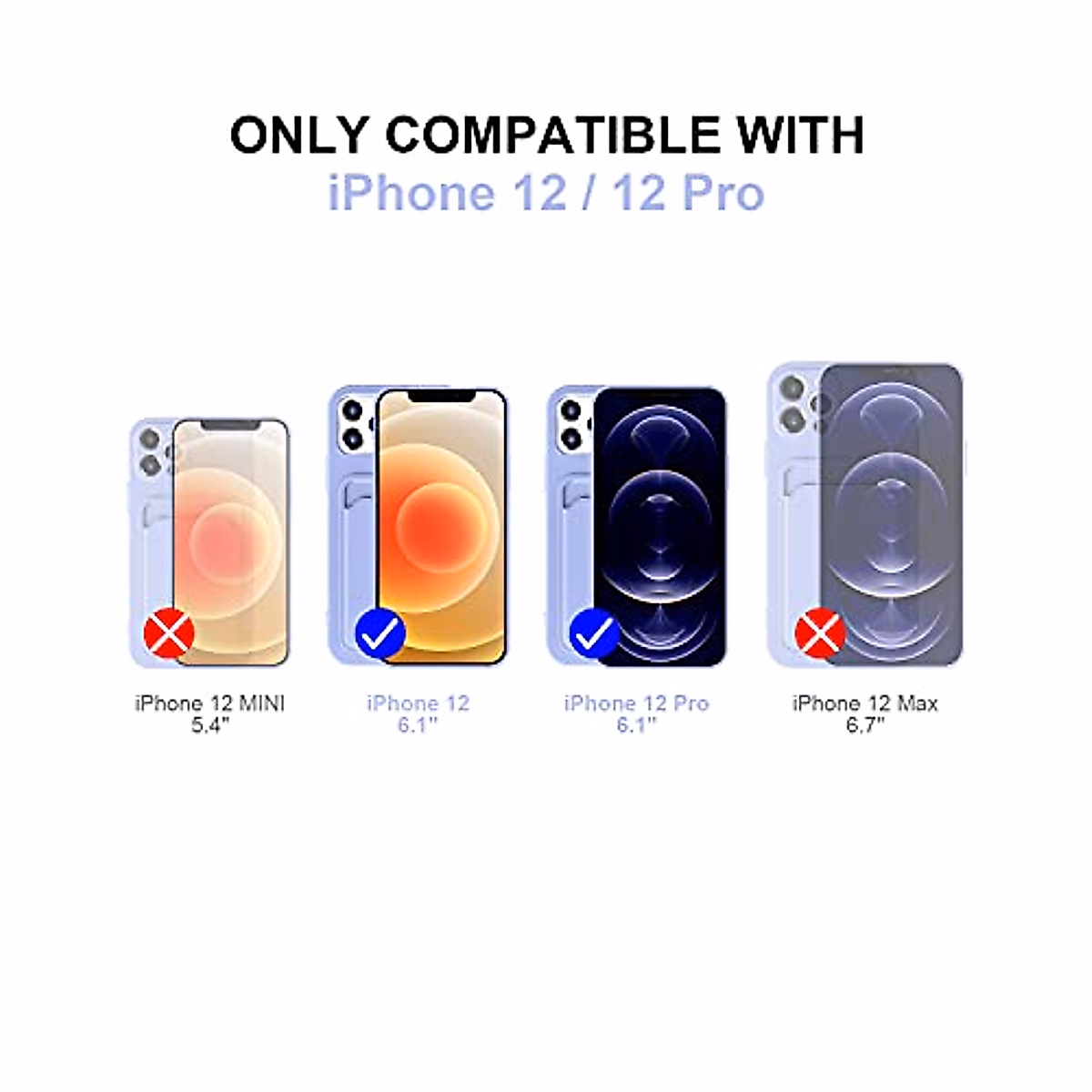 Homstect Silicone Card Case Compatible with iPhone 12/iPhone 12 Pro 6.1inch, Shock-Absorbing Protective Case with Card Holder, Slim Wallet Case Compatible with iPhone 12/12 Pro (2020 Release)-Pureple