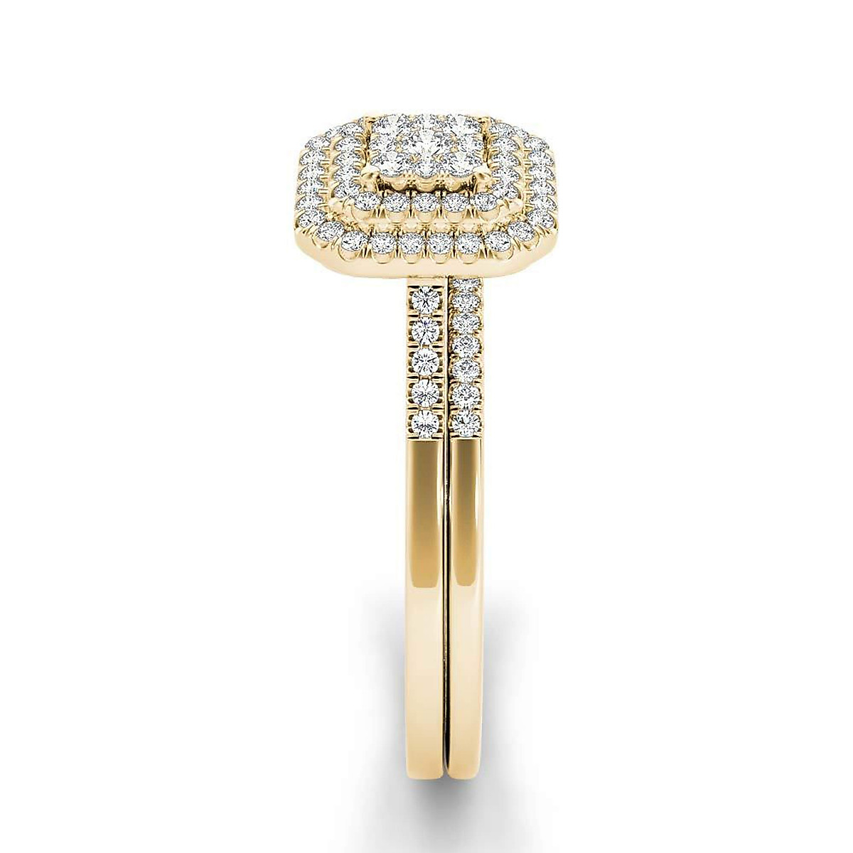 Diamond2Deal 10k Gold 0.33cttw Diamond Engagement Bridal Ring Wedding Band Ring Set (I2-Clarity-H-I-Color)