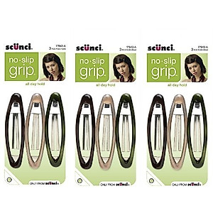 Scunci No-slip Grip Oval unisex Snap Clips, 8cm, 9-Count