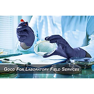 ASAP Thick High Risk Latex Powder Free Industrial Multi-Purpose Gloves, 12 inch Extended Cuff, Disposable, 14 mil, Dark Blue (Large - Box of 50)