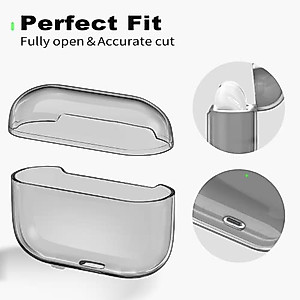Foweroty for Airpods Pro Case Cover with Key Buckle, Clear Anti-Yellow Protective TPU Cover Case for Airpods Pro(Clear Black)