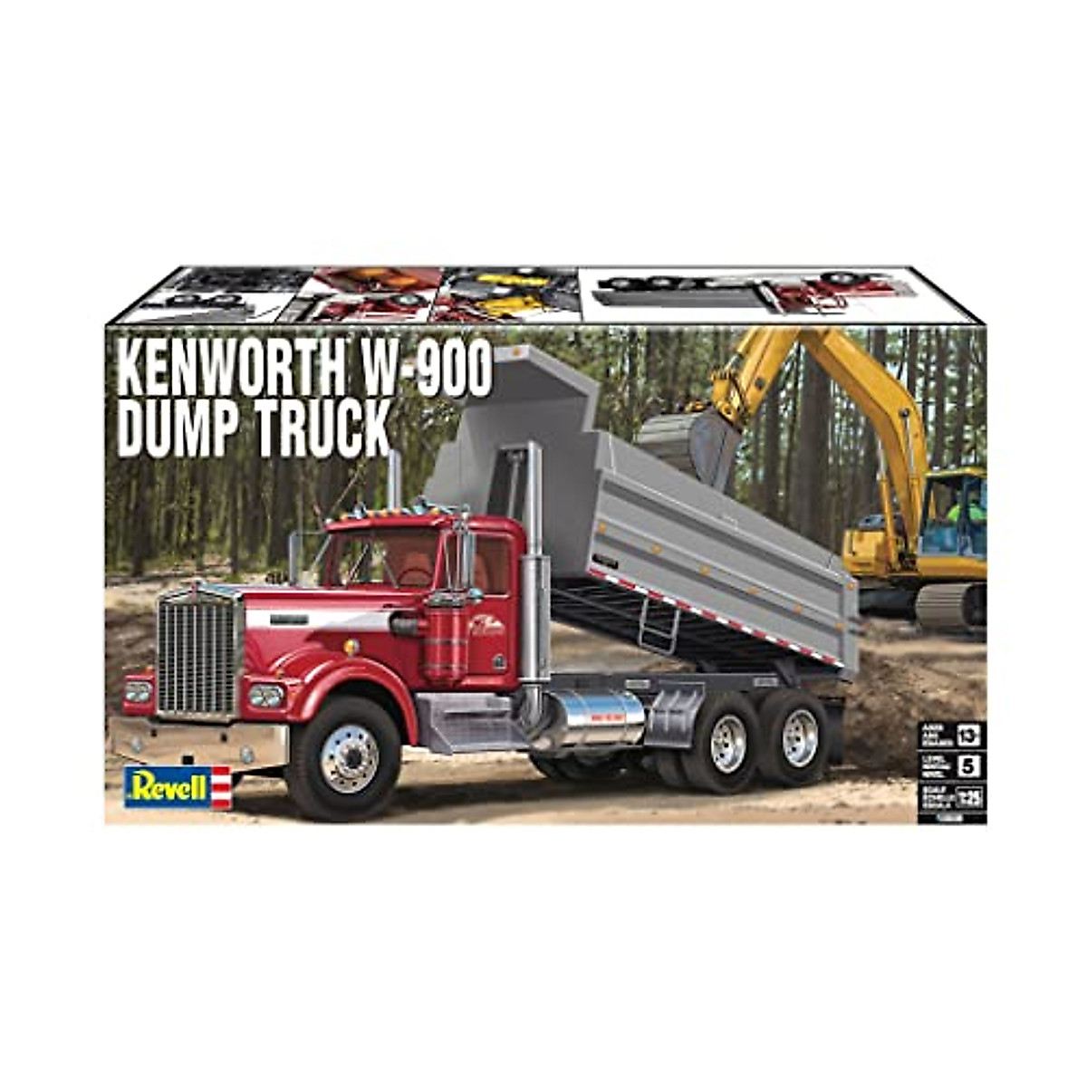 Revell 12628 Kenworth W-900 Dump Truck 1:25 Scale 265-Piece Skill Level 5 Model Building Kit White