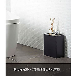 YAMAZAKI Home Tower Wall Mounted Storage Or Trash Bin With Tray, Small Wastebasket With Lid, Bathroom Or Kitchen Organizer, Steel