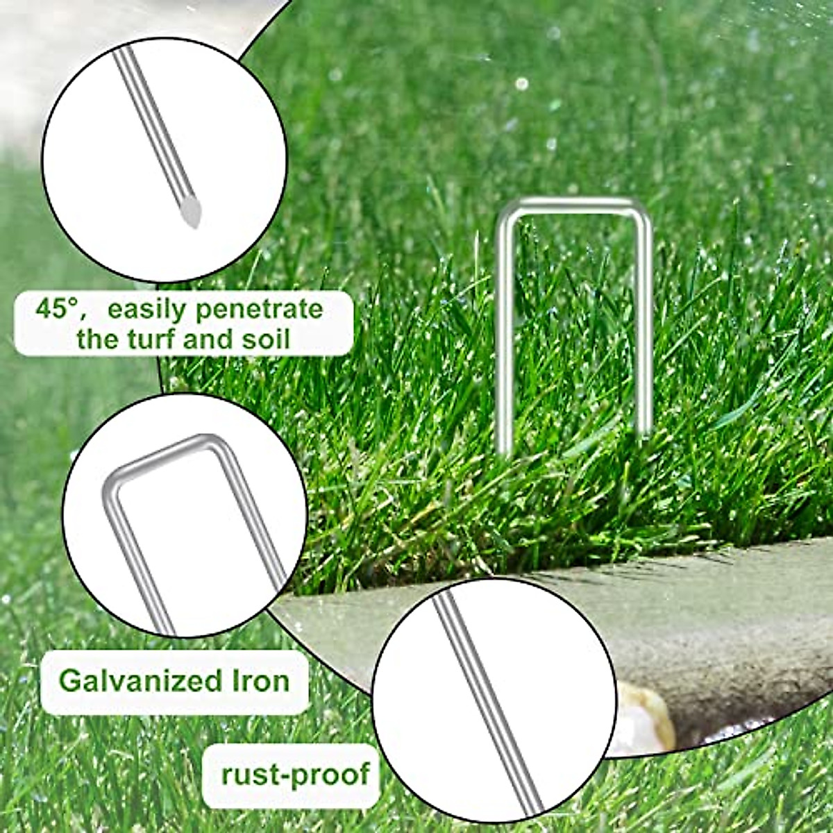 Whonline 120pcs 12 Inch Galvanized Garden Stakes Landscape Staples Fence Stakes, 11 Gauge Heavy Duty Garden Staples for Securing Lawn Fabric, Tent, Weed Barrier, Irrigation Tubing