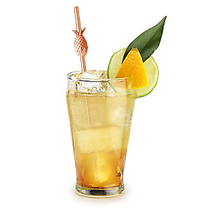 Homestia Reusable Metal Straws with Pineapple Top 10.5" Stainless Steel Straws-8Pcs Drinking Straws for 20 & 30 oz Tumbler-4 Straight+4 Bent+2 Cleaning Brushes+1 Pouch