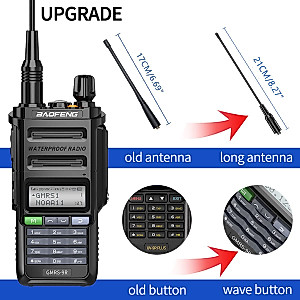 Baofeng GMRS-9R GMRS Radio Waterproof IP67 Two Way Radios Rechargeable Walkie Talkies Long Range NOAA Weather Alerts Scan With extra Battery,Programming Cable,Tactical Antenna,Speaker Mic,Tactical Bag