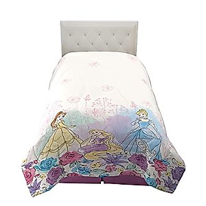 Franco Disney Princess Super Soft Plush Microfiber Reversible Comforter, Twin/Full, (Official) Disney Product