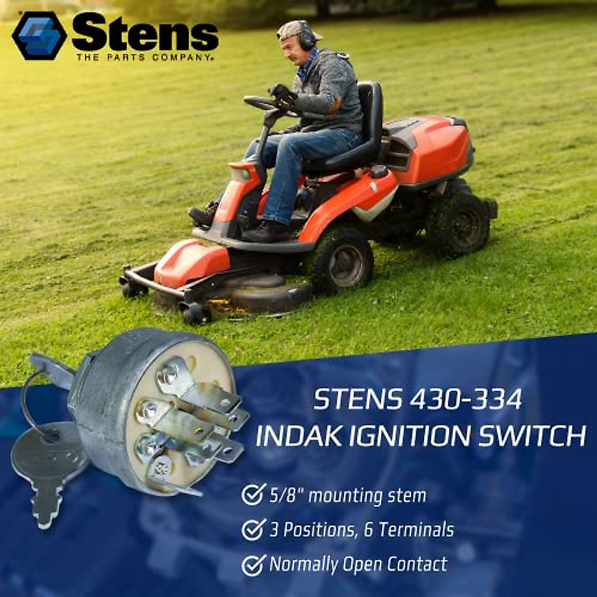 Stens New Indak Ignition Switch 430-334 Compatible with Exmark Lazer Z and Lazer Z XP with 60" and 72" Deck, Toro Z500 Series Z Master with 60" and 72" Deck 103-0206, 104-2541, 109-4736, 88-9830